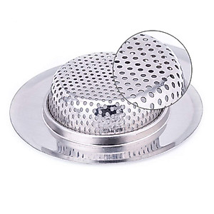 Woogor 2 Pcs Kitchen Sink Strainer Heavy Duty Stainless Steel Strainer Kitchen Drain Basin Basket Filter Stopper Drainer Sink Jali