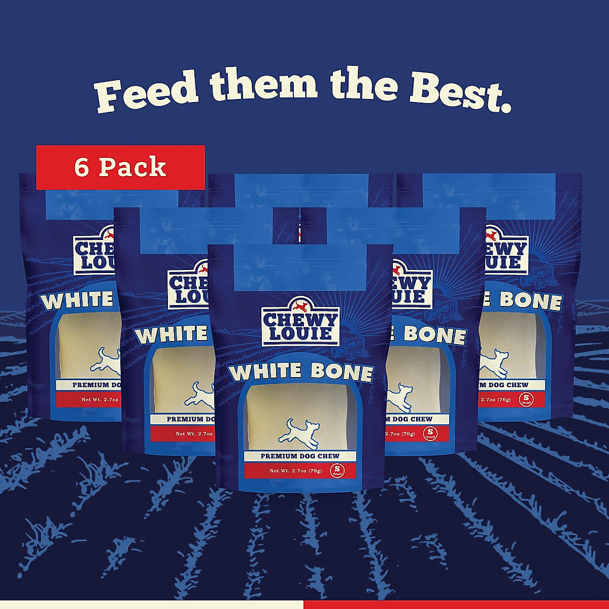 CHEWY LOUIE Small White Bone 6pk - One Ingredient, Flavor Packed for Picky Eaters, All Natural, No Artificial Flavors or Chemicals, Long-Lasting, Superior Dental Support Dog Treats.