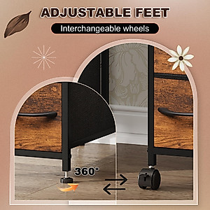 EKNKOZY Narrow Dresser Storage Tower with 4 Drawers, Slim Dresser Chest of Drawers with Steel Frame, Wood Top, Dresser for Bedroom, Bathroom, Small Spaces, Laundry, Closet (Rustic Brown)