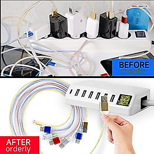USB Charging Station, 60W/12A 7-Port USB Charger Station with LED Display for Multiple Devices PD20W USB C Charger for All iPad iPhone14/13/12 Pixel Galaxy Tablet Headphones and More (White)