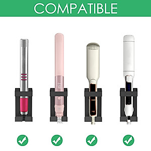 Linkidea 2 Pack Wall Mounted Hair Curler Holder, Hair Straighter Styling Tool Storage Organizer, Bathroom Hair Accessories Storage Shelf (Black)