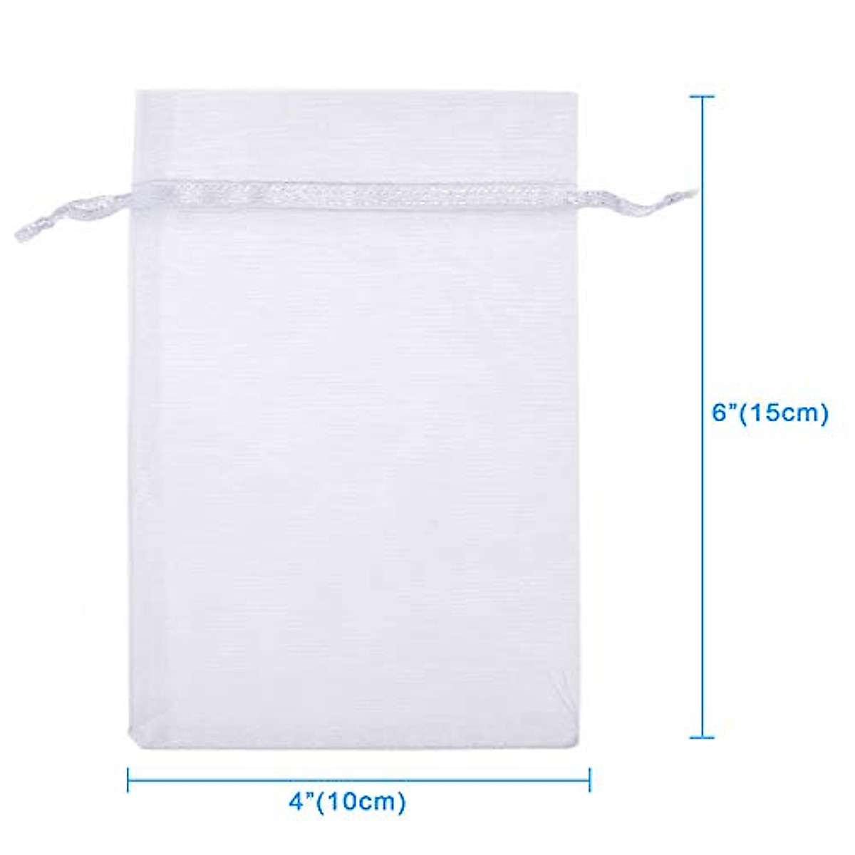 WenTao 100PCS 4x6 (10x15cm) Sheer Organza Bags, White Wedding Favor Bags With Drawstring, Premium Jewelry Pouches Party Festival Gift Bags Candy Bags
