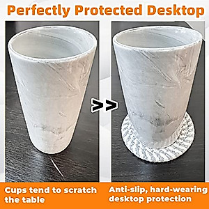 KNWOBL 10 Pcs Drink Coasters with Holder,Absorbent Drink Coasters,Handmade Braided Drink Coasters,Super Absorbent Heat-Resistant Coasters,5 Colors