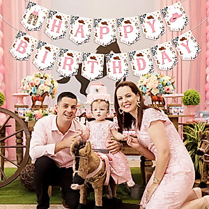 Cowgirl Happy Birthday Banner, Pink First Rodeo Party Decorations, Western Cowgirl Birthday Banner, Cowgirl Themed Party Supplies