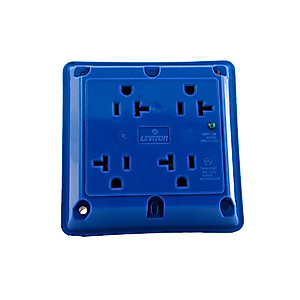 Leviton 5490-BU 20 Amp, 125 Volt, 4-In-1 Receptacle, Straight Blade, Industrial Series Extra Heavy Duty Specification Grade, Grounding, Surge with Indicator Light, Blue