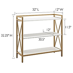 Leick Home 9261-WTGL Claudette Mixed Metal and Wood Bookshelf, White/Gold
