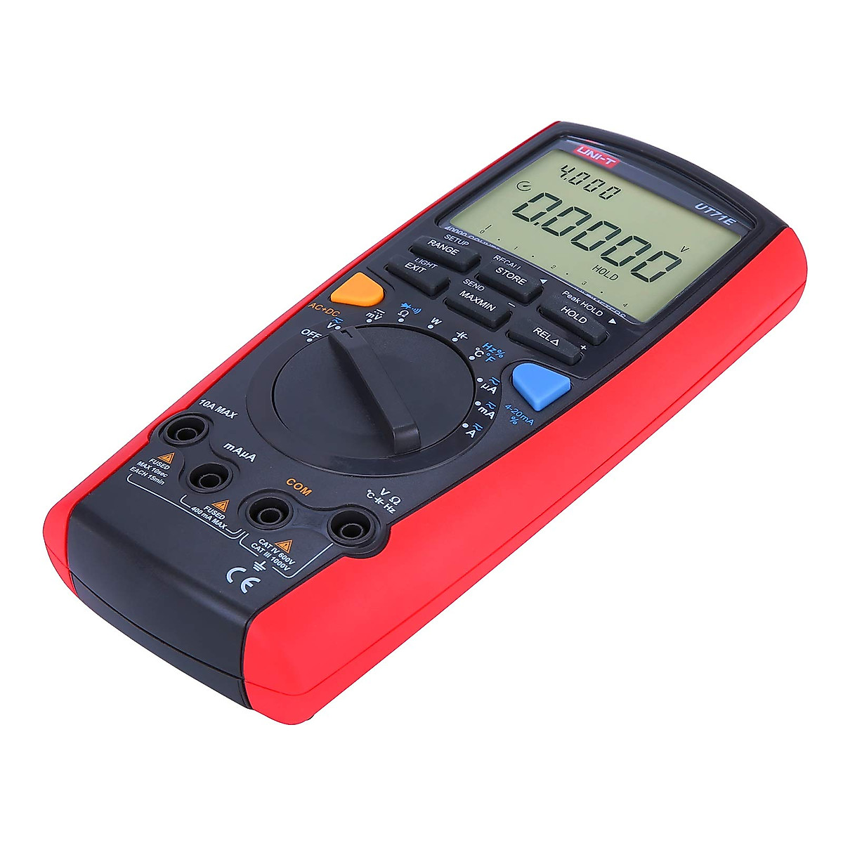 UNI-T UT71E True-RMS Electronics Logging Multimeter, Auto Manual Ranging, 1000V AC DC 10A, 40000 Counts, Ohmmeter/Voltmeter/Amp Tester/Capacitance Meter/Frequency Counter Temperature