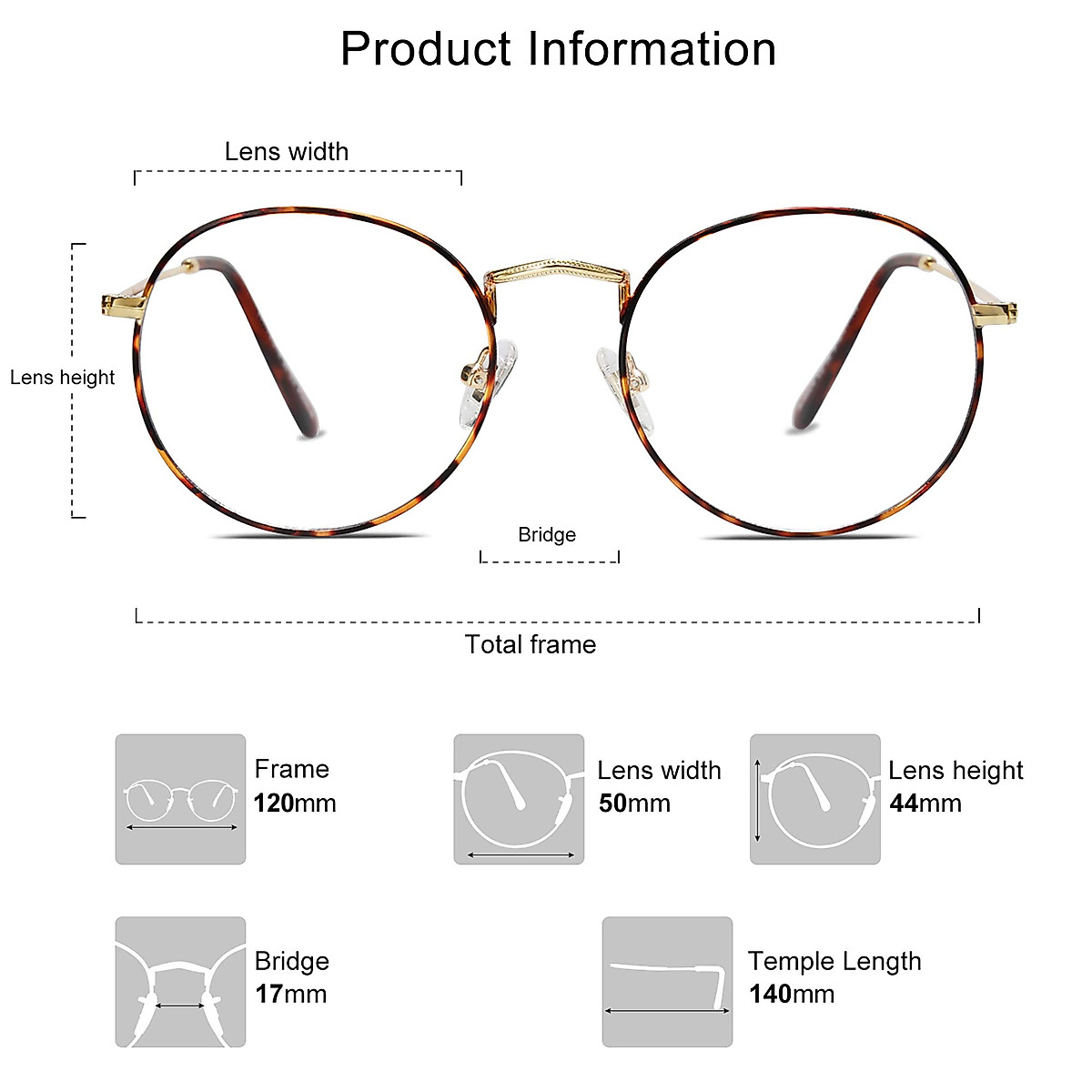 SOJOS Blue Light Blocking Computer Glasses Round Eyewear Anti Blue Light Lens Preppy Chic SJ5024 with Demi Frame/Anti-Blue Light Lens