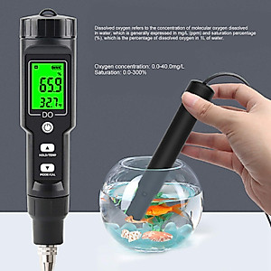 Hyuduo Digital Dissolved Oxygen Meter PH Water Quality Temperature and Humidity Meter Analyzer for 0.0‑40.0mg L Oxygen Concentration Portable DO Pen
