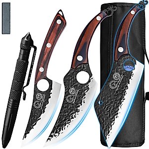 XYJ Professional Chef Knife Set with Bag Japanese Kitchen Knives Serbian Meat Cleaver for Camping Outdoor