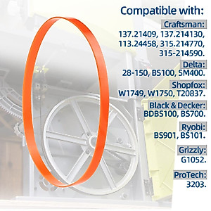 Upgrade Band Saw Urethane Tires - 9" x 1/2" x.095", for Delta Craftsman Grizzly Black & Decker Ryobi ProTech Shopfox Wen 28-150 137.21409 113.24458 Bandsaw Wheels and More Models - 2 Pack