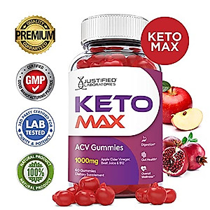 Justified Laboratories (5 Pack) Keto Max ACV Gummies 1000MG with Pomegranate Juice Beet Root B12 300 Gummys