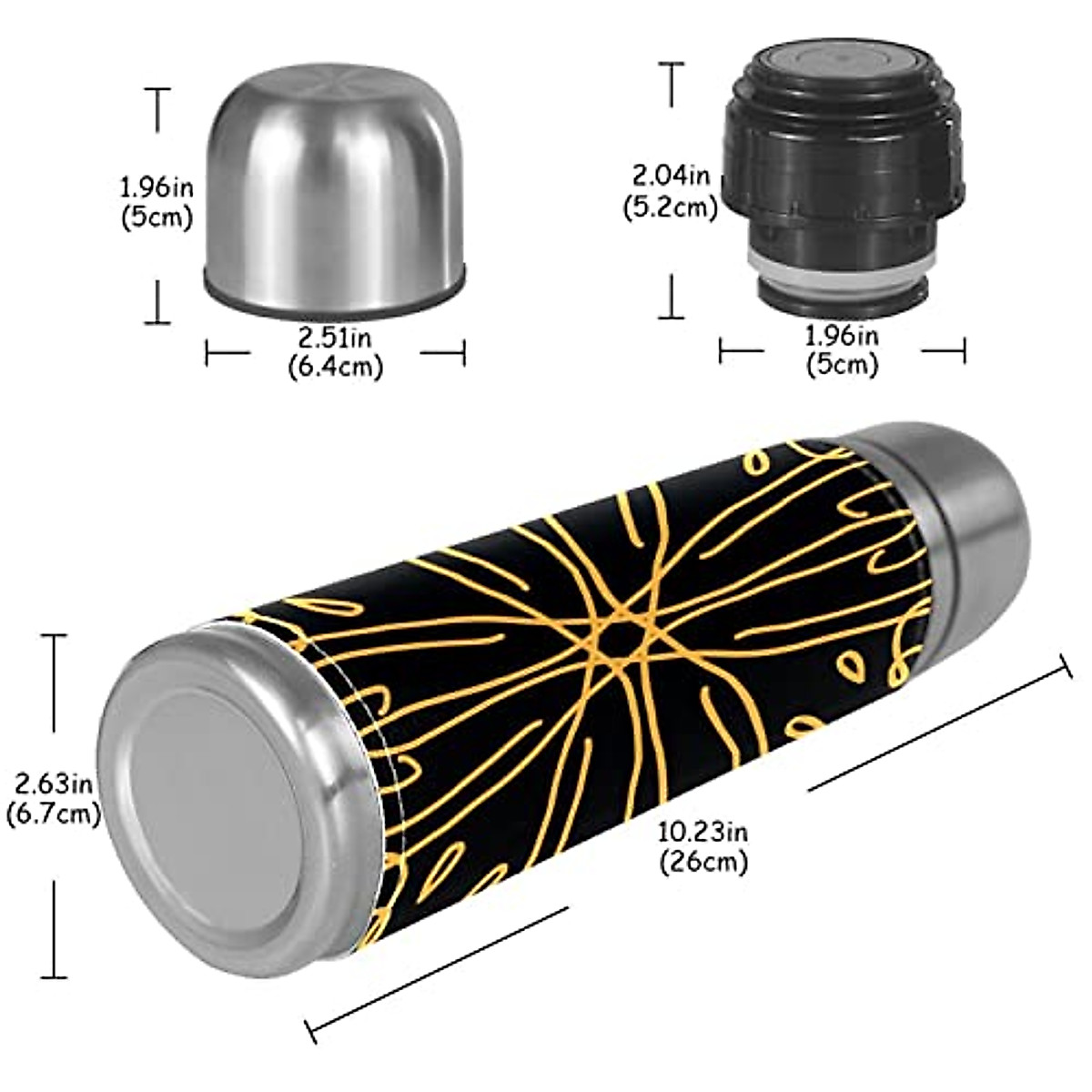 Stainless Steel Leather Vacuum Insulated Mug Vintage Flower Texture Thermos Water Bottle for Hot and Cold Drinks Kids Adults 16 Oz