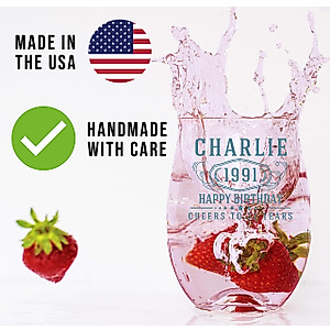 Personalized Printed 17oz Stemless Wine Glass - Customized Gifts for Women, Unique Custom Name Happy 40th Birthday Gifts for Mom Sister Adult Daughter, Turning Years Old for Her, Bday Party, Bernard