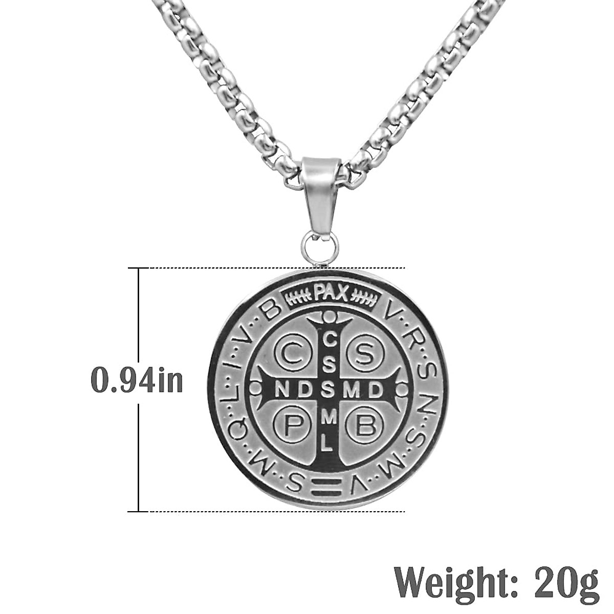 NIGHTCRUZ Saint Benedict Medal Necklace, St. Benedictine Medal Pendant for Religious Protector Talisman