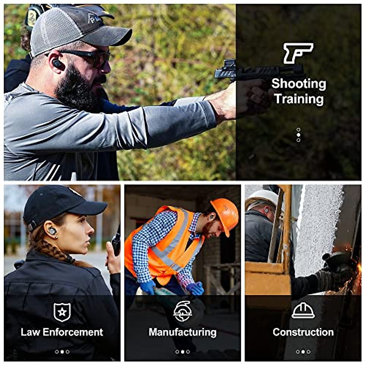 OPSMEN Shooting Ear Protection Electronic Wireless Safety Earmuffs Earplugs In-Ear Hearing Active Noise Reduction Cancellation Gun Range For Hunting Black