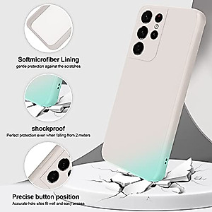 GiiYoon Silicone Case Compatible with Samsung Galaxy S21 Ultra 5G, Full Body Silky Soft Touch Phone Case with Camera Protection, Shockproof Cover with Microfiber Lining, Off White