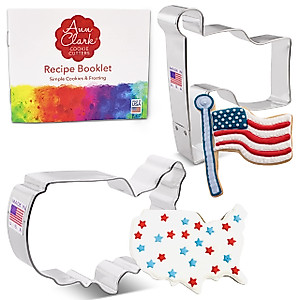 USA Cookie Cutters 2-Pc. Set Made in the USA by Ann Clark, USA Map, American Flag