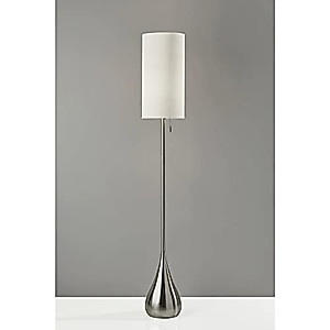 Adesso 1537-22 Christina Floor Lamp, 68 in, 100 W, Brushed Steel Finish/White, 1 Steel Lamp