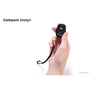 Photomyne Wireless Camera Shutter Clicker | Camera Shutter Remote Control for iPhone & Android Smartphones | Wireless Remote Control Selfie Button - Includes Wrist Strap (1 Pack)