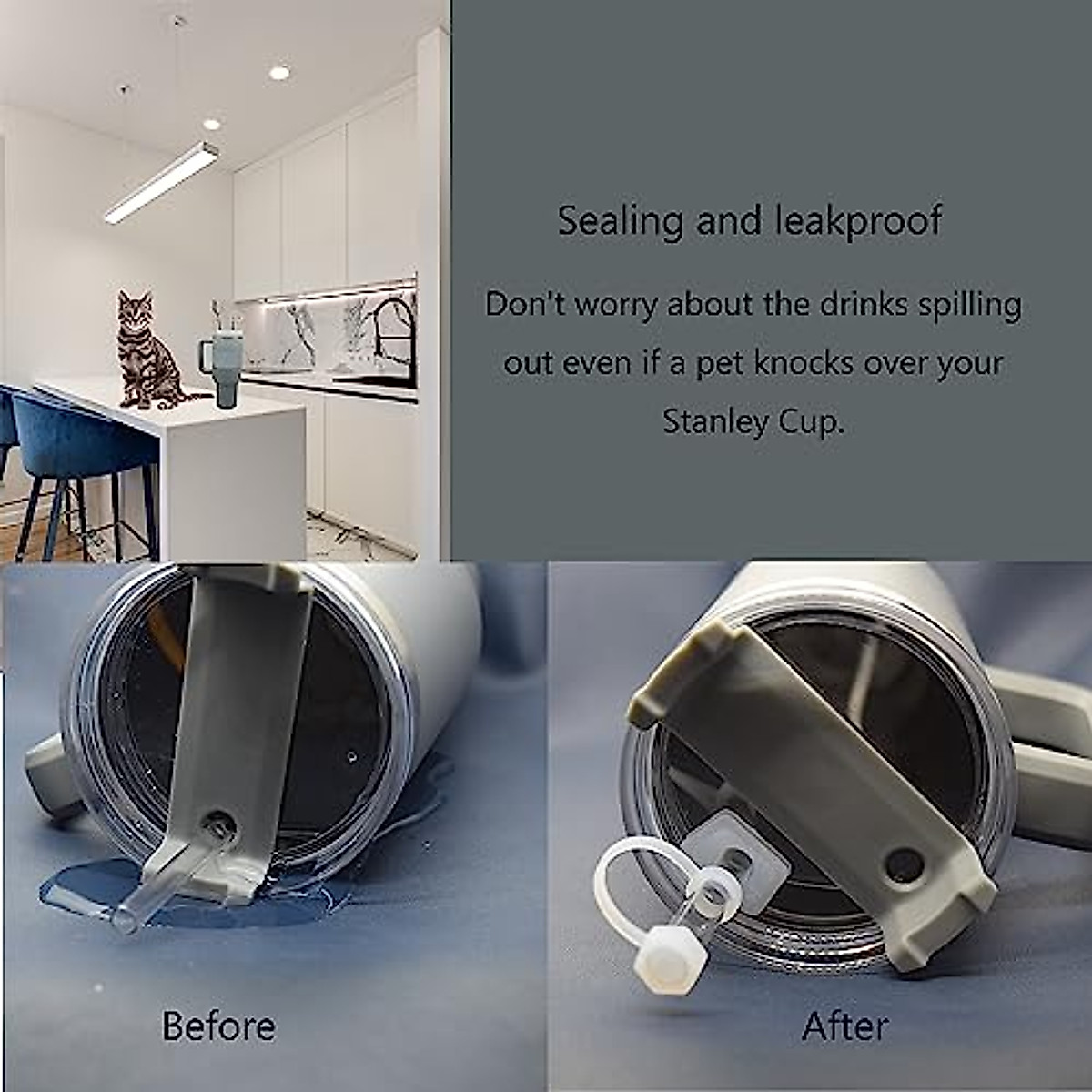 Universal size Stanley spill stopper 9 pcs, Stanley cup accessories,Stanley leak stopper Suitable for Stanley Cup H1.0/2.0 40oz/ 30oz. (Black and White)