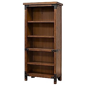 Pemberly Row Rustic Open Wood Bookcase in Brown