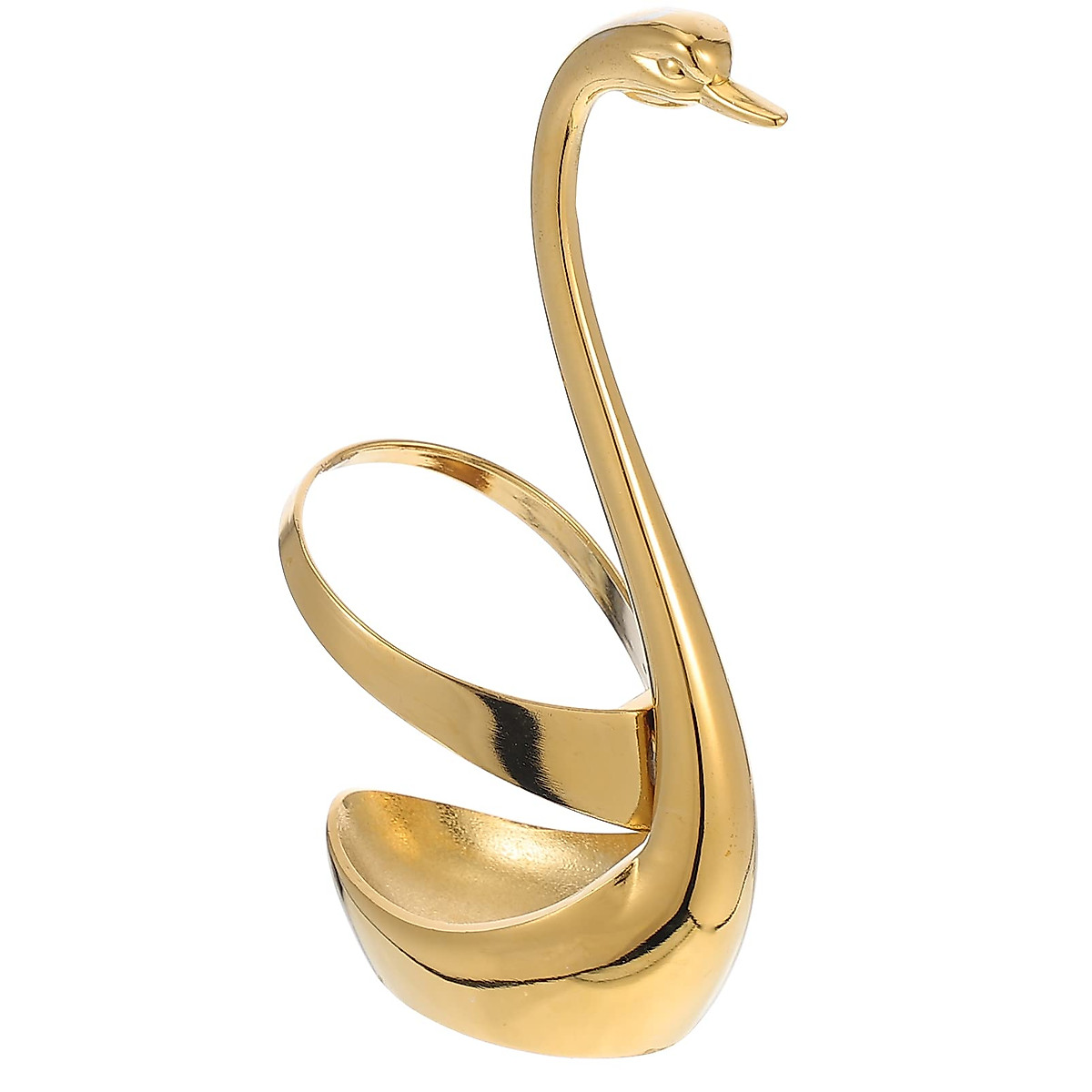 Hemoton Dinnerware Set Spoon Stand Stainless Steel Utensil Holder Fruit Dessert Flatware Swan Base Holder Spoon Organizer for Countertop (Golden) Spoon and Fork Holder Stainless Steel Swan Holder