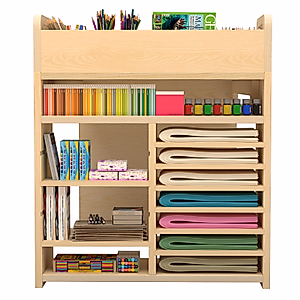 NKUGCFC 50.4inx 22.8in Kids Art Table and Chair Set with Paper Roll Dispenser,Kids Craft Table with Portable Art Supply Organizer for 4-12 Year Old,Drawing Table with Large Storage Desk for Kids