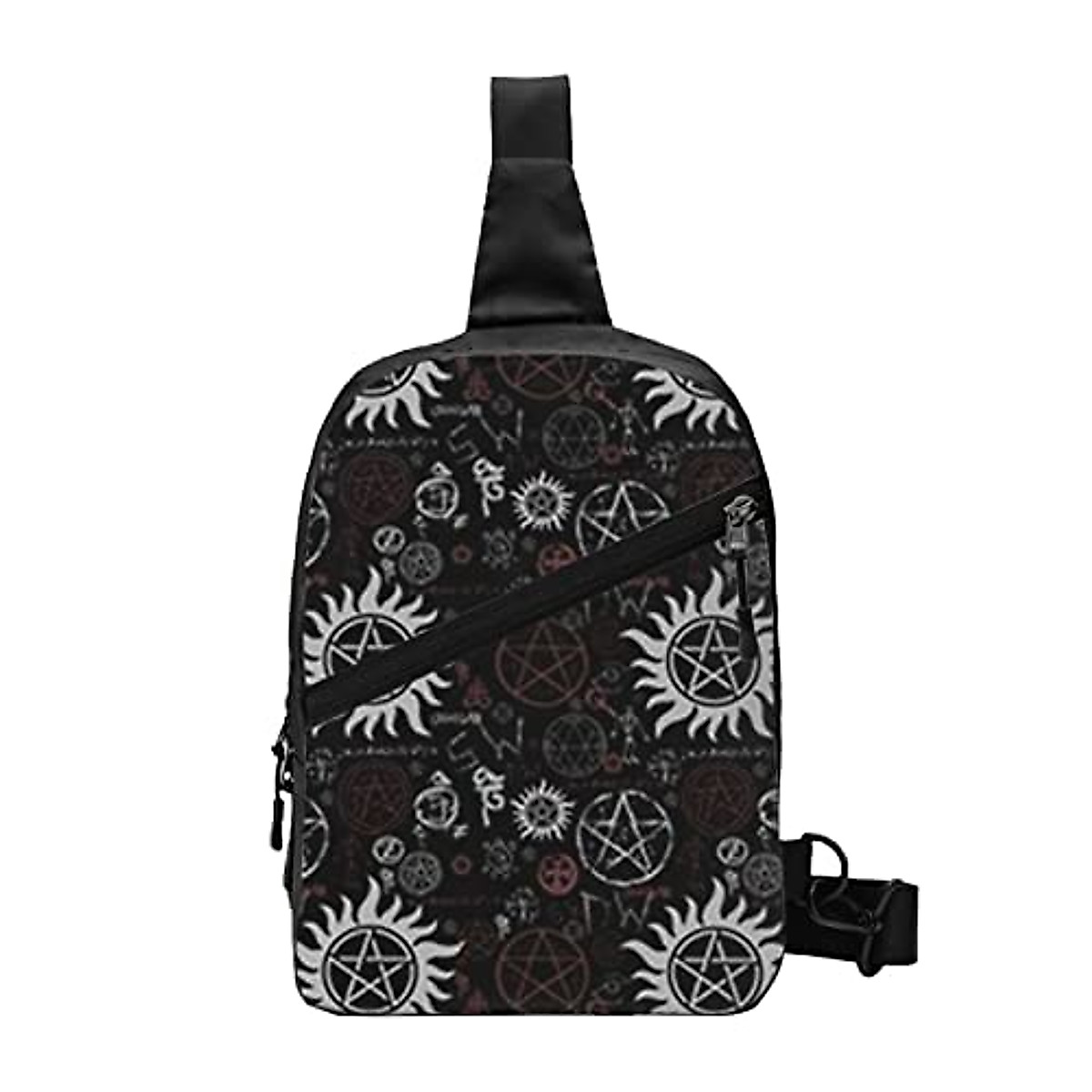 NHGFVT Small Crossbody Sling Backpack Anti Theft Backpack For Traveling Chest Supernatural Symbols Black Shoulder Bag For Men Women