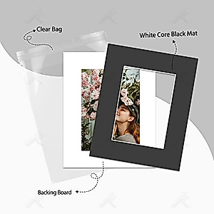 Golden State Art, Pack of 50 8x10 Black Picture Mat Mattes with White Core Bevel Cut for 5x7 Photo + Backing + Bags