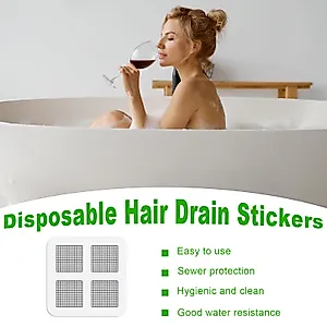 Haoguo 40Pcs 4" X 4" Disposable Shower Drain Cover Hair Catcher Shower Drain Mesh Stickers, Floor Drain Sticker for Bathroom, Laundry, Bathtub, Kitchen
