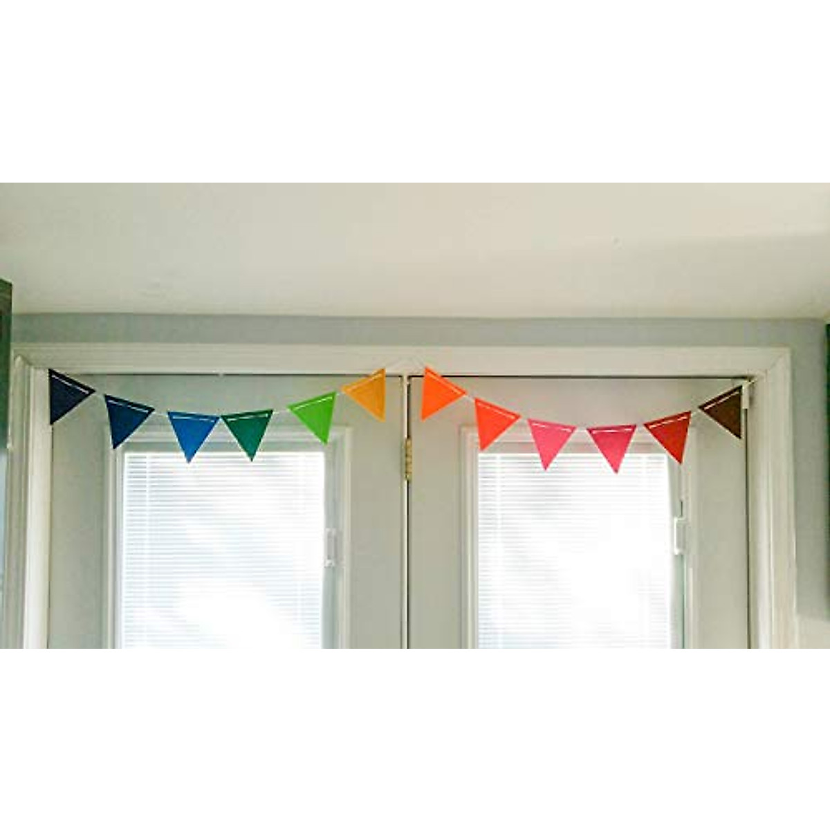 24pcs Assembled Rainbow Garland 2 Pack - Felt Flag Pennant Banner 20 ft - Multicolor Bunting Nursery/Wall Decor