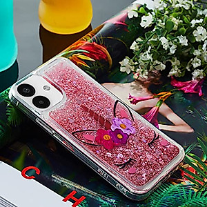 MEIKONST Galaxy A04 case, Clear Soft TPU Stylish Design with Hearts Glitter Bling Quicksand Shiny Flowing Liquid Case Cover for Samsung Galaxy A04 Pink Unicorn XY