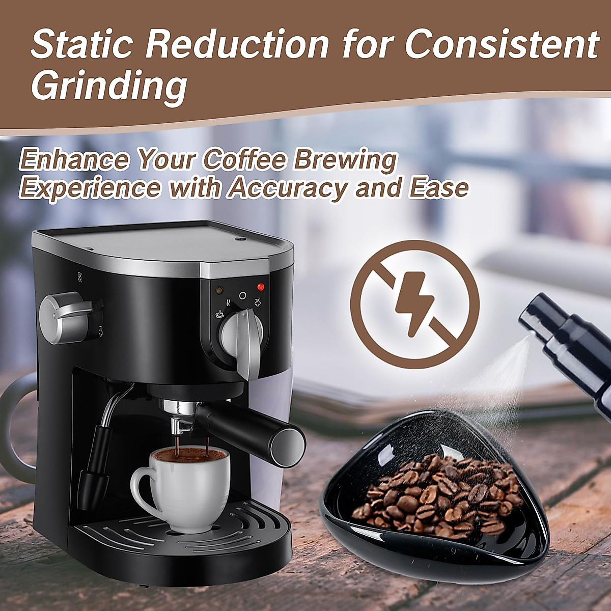 YAFIYGI 3 PCS Coffee Dosing Cup and Spray Bottle with a Spoon Kit Espresso Barista Accessories Ceramic Dosing Tray for Ground Coffee or Tea Mister Spray Bottle Reducing Static Barista Tool Set