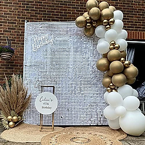COKAOBE White and Gold Balloons Garland Kit, 124pcs White Metallic Gold Confetti Balloon Arch Kit for Wedding, Engagements Birthday Graduation Baby Shower Celebrations Anniversary Party Decorations