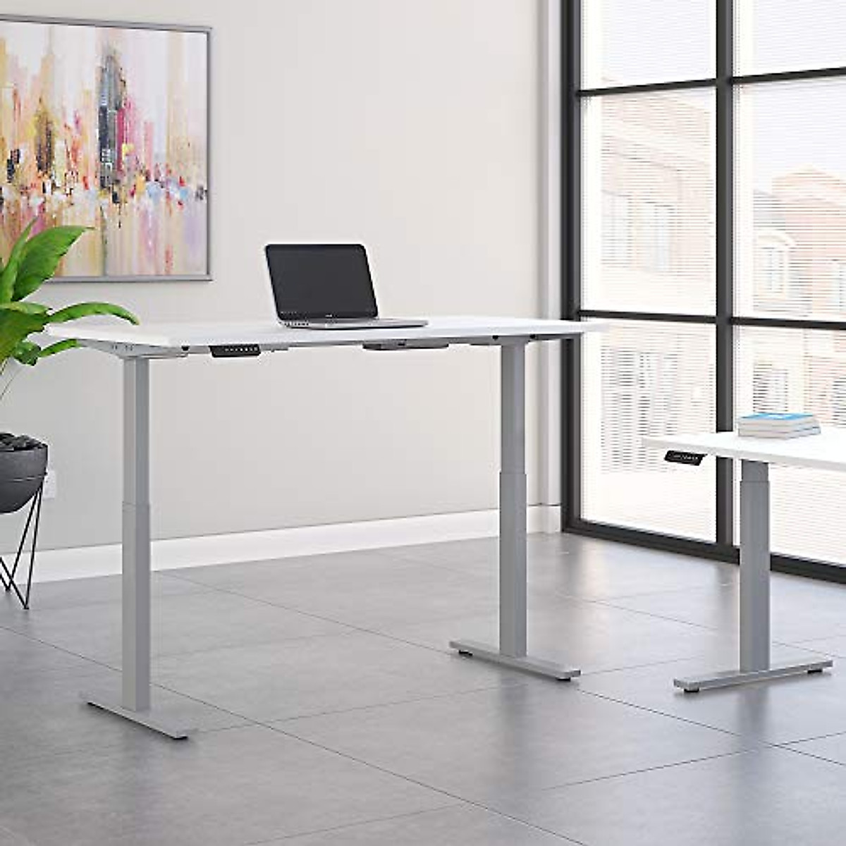 Bush Business Furniture Move 60 Series Height Adjustable Standing Desk, 72W x 30D, White with Cool Gray Metallic Base