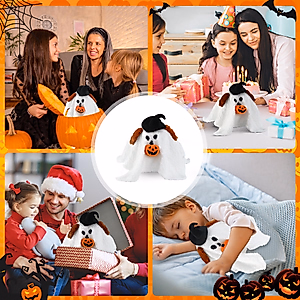 DONGYING Halloween Plush Toys,Ghost with Pumpkin Pillow,Dog Ghost Holding Pumpkin Plush,Halloween Stuffed Animal Plush Pillow,Halloween Party Favors,Halloween Treat Bag Stuffers Gifts Kids Boys Girls