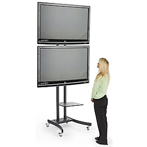 Mobile TV Stand for Floor, Dual Monitor Mount for 32 to 65 Inch Monitors