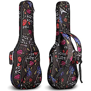 CAHAYA Electric Guitar Bag Rose Printing Soft Guitar Case 8mm Padding Gig Bag Backpack with Handle Loop CY0267