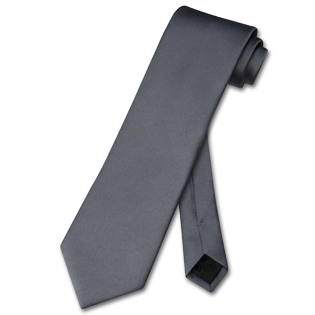 Vesuvio Napoli NeckTie Solid CHARCOAL GREY Color Men's Dark Gray Neck Tie