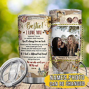 Wassmin Best Friends Tumblers Personalized Tumbler With Picture Photo Bestie Tumblers 20oz 30oz Coffee Travel Mug Birthday Christmas Presents Besties Cup Gifts For Women BFF Soul Sister