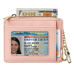 Sodsay Card Case Slim Front Pocket Wallet for Women Credit Card Holder with Keychain(Smooth Pink Lotus)