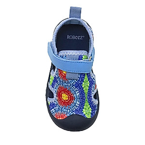 Robeez Boys Slip Resistant Neoprene Water Shoes for Summer, Beach, Pool, Sprial Tie Dye Multi, 18-24 Months