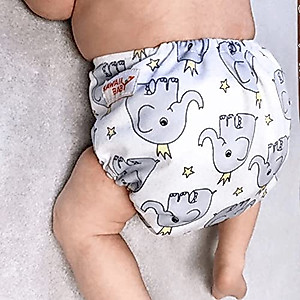 KaWaii Baby Reusable Newborn Cloth Diaper Pack for Baby Boys & Girls 6-22 lbs, Waterproof, Washable Reusable Pocket Nappy, 6 Diapers + 12 Premium 4-Layer Diaper Inserts