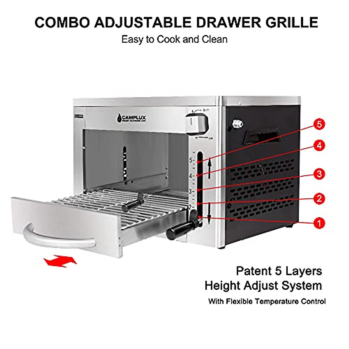 Camplux Propane Infrared Steak Grill, 1600℉ Fast Efficient Heating Outdoor Portable Gas Grill with Vertical Cooking, Stainless Steel Single Burner Propane Gas Grill, Perfect for Steak, Ribeyes, Picnic, BBQ