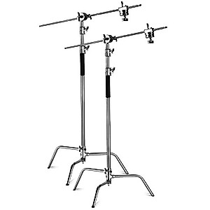 Neewer 100% Stainless Steel C-Stand (2-Pack), Pro Heavy-Duty Photography Light Stand with 4.2ft/1.28m Extension Arm, Grip Head, Turtle Base for Monolight, Softbox, Reflector, Max Height: 10.5ft/3.2m