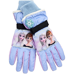 Disney Girls' Insulated Snow Glove Set – Minnie Mouse or Frozen Winter Hat, Scarf, and Mitten or Gloves (Toddler/Little Kid), Size Age 4-7, Froze Glove