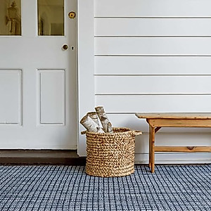 Dash and Albert Coco Indoor/Outdoor Area Rug - 8' x 10' Blue Plaid Handwoven Washable Accent Rug - Durable, Fade Resistant, High Traffic Friendly