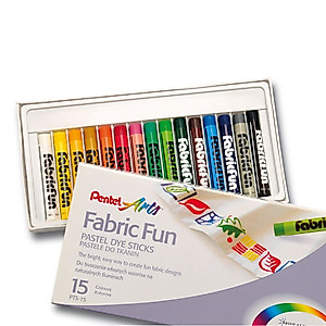 Pentel Arts Fabric Fun Pastel Dye Sticks, 15 Color Set (PTS-15)