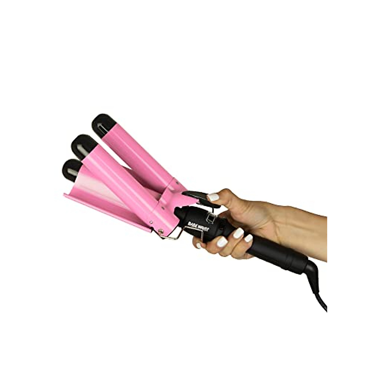 Trademark Beauty Babe Waves Jumbo -Three Barrel Hair Waver, Curling Iron, 1.25 Inch, Quick Heat, Adjustable Temperature Hair Curler - Pink